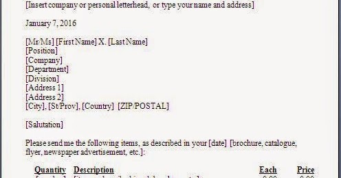 order placement letter format