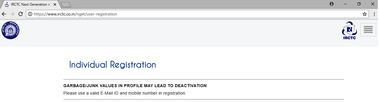 IRCTC Registration - Create New Account - IRCTC Sign Up 2023 | My IRCTC