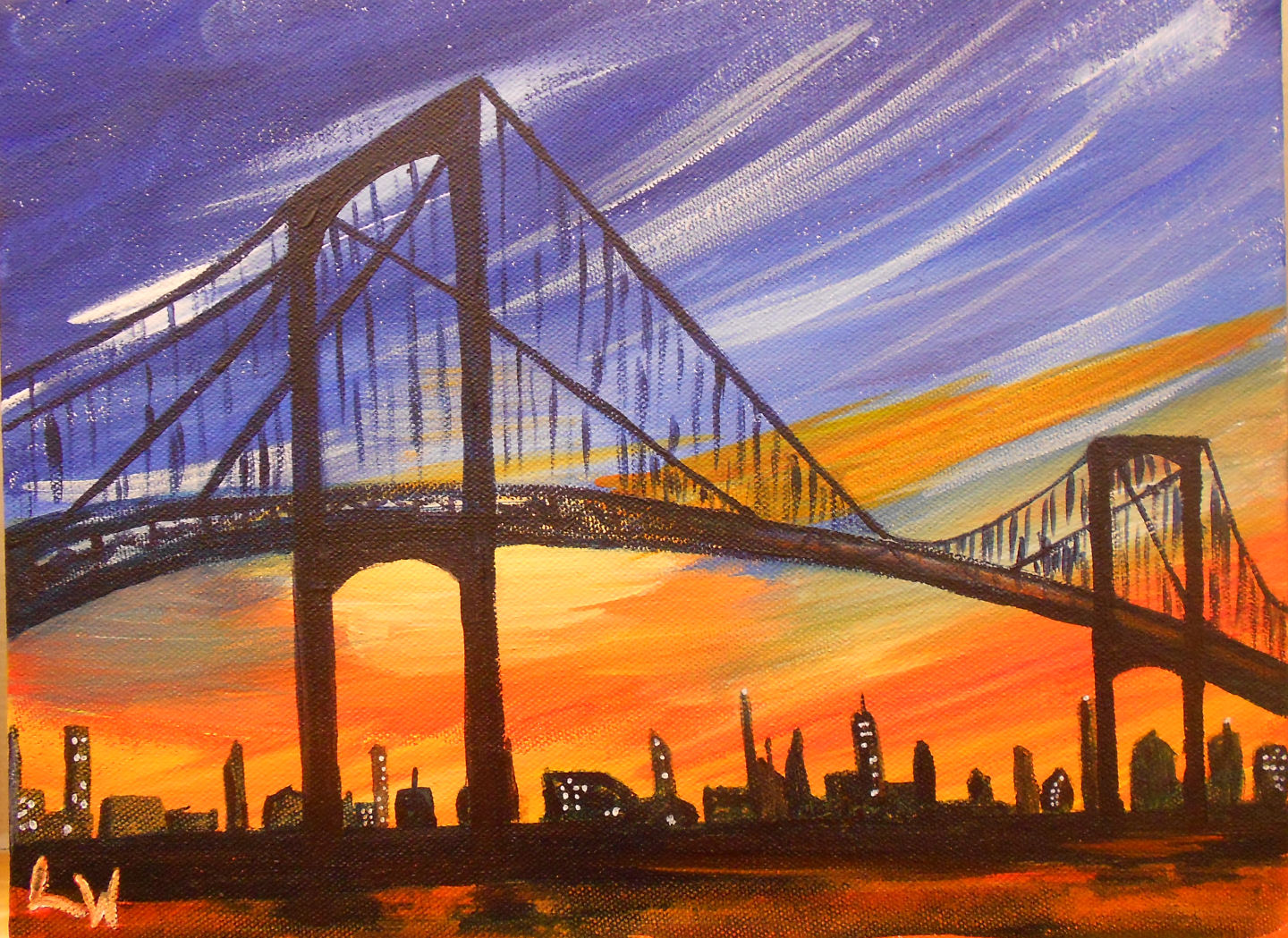 For the Love of Art: Bridge at Sunset Landscape For Grumbacher Art ...