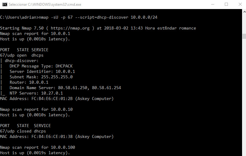 Nmap DHCP Discover: Descubrimiento de servidores DHCP de una red