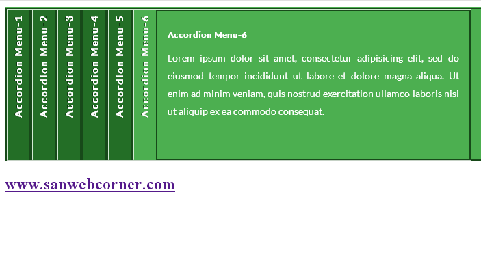 Create Horizontal Accordion Menu using only Css
