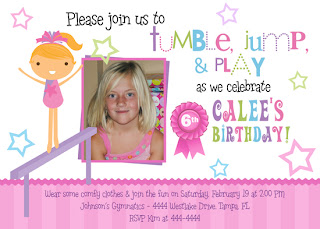 Shutterbug Sentiments: Gymnastic Birthday Party Invitations