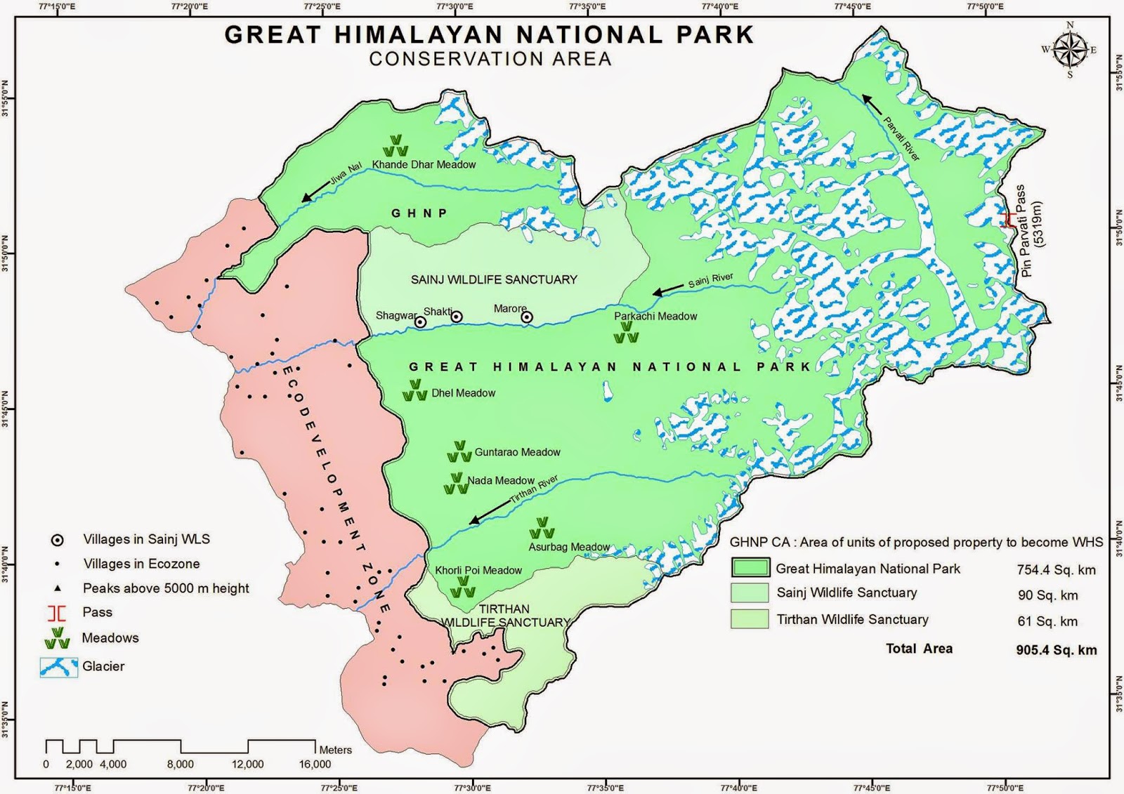 Great Himalayan National Park: Maps of the Great Himalayan National Park