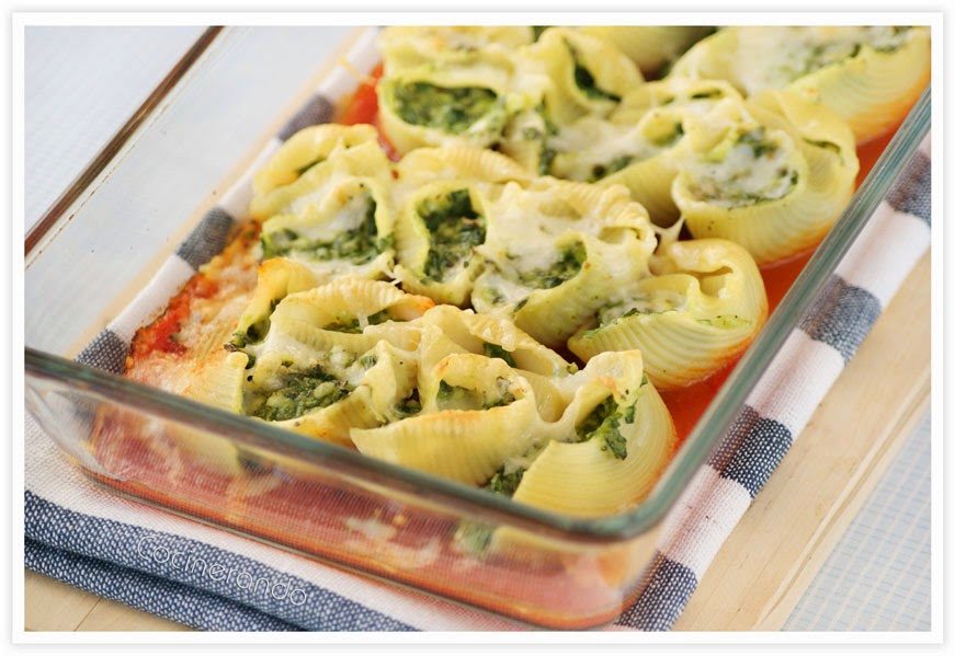Cocinerando: Conchas de Pasta rellenas de Ricotta y Espinacas