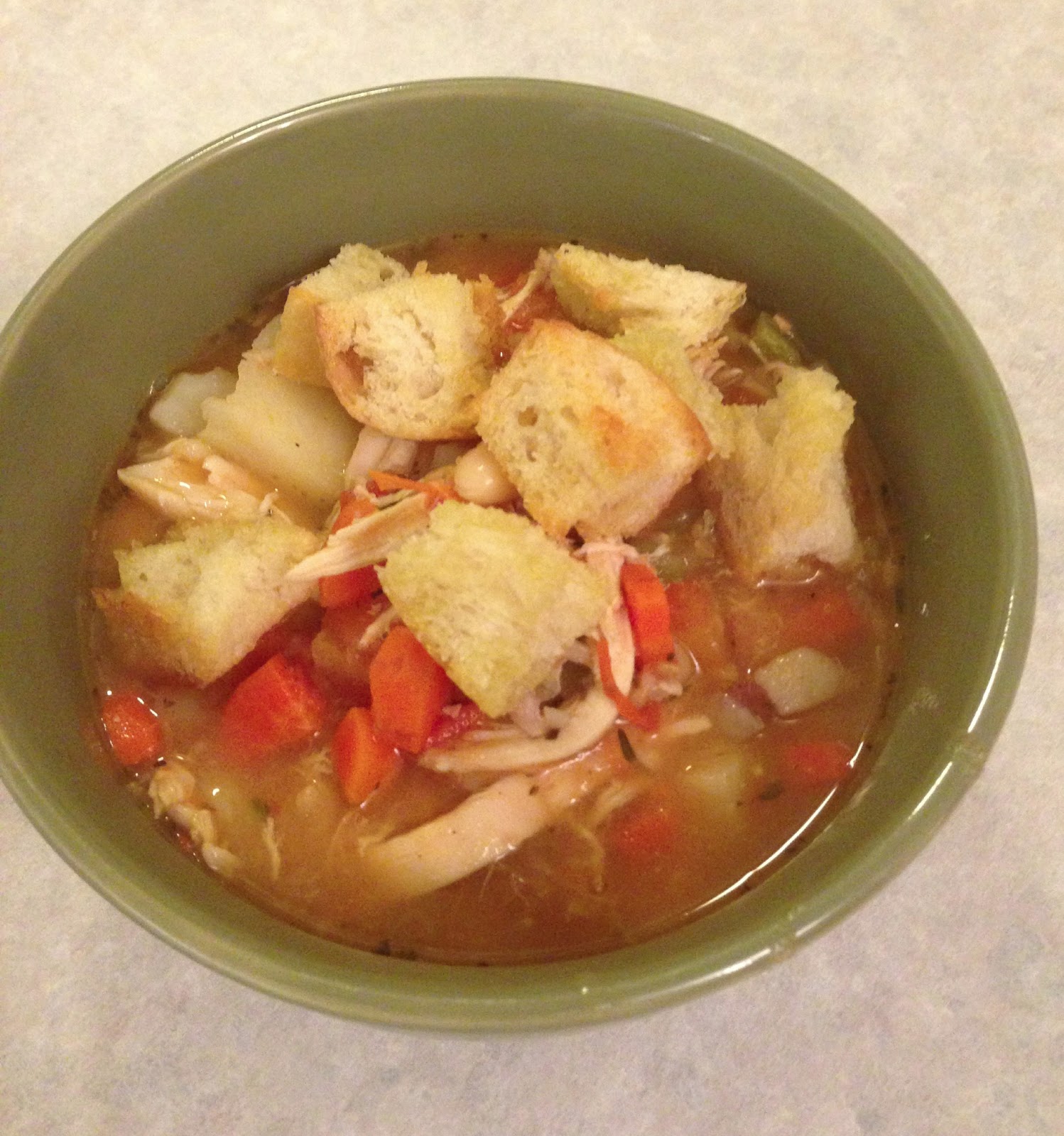 Tuscan Chicken Stoup with Homemade Croutons - Leah Behr
