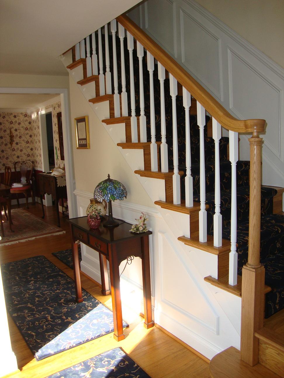 Wood Stairs and Rails and Iron Balusters: New Handrail Cherry Hill NJ
