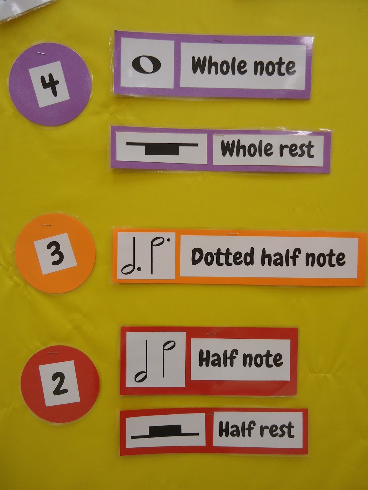 Teaching Elementary Orchestra : Rhythms Bulletin Board