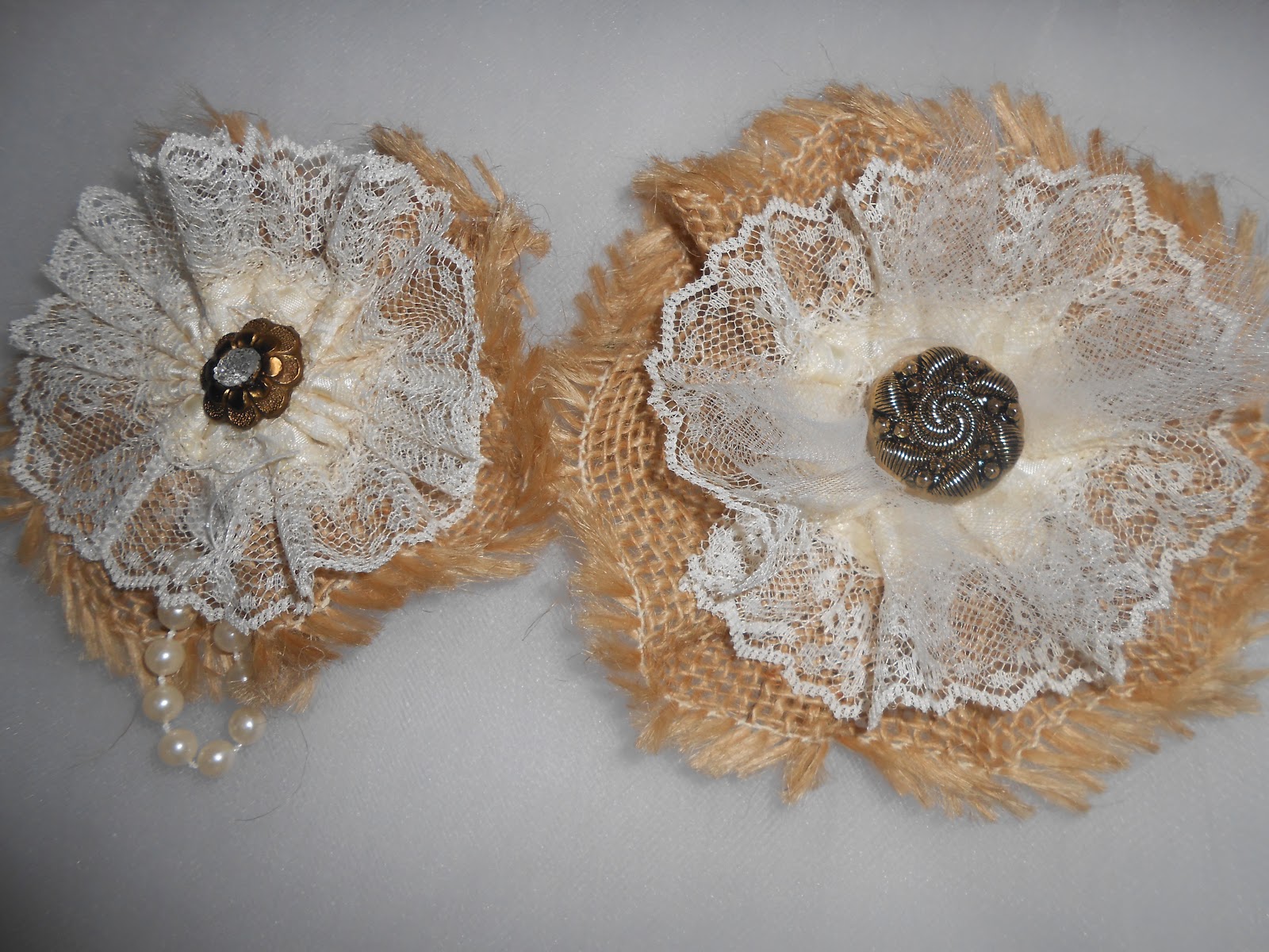 Cathy's Craft Corner: Burlap and Lace Flowers