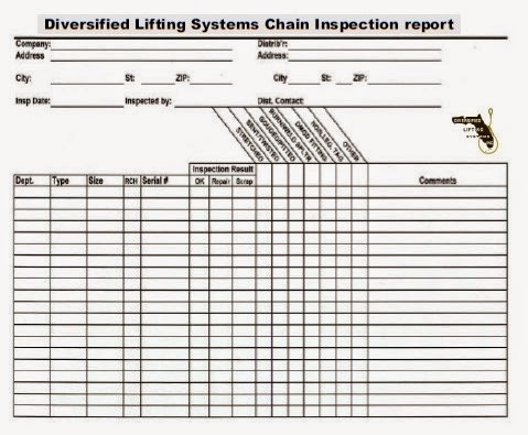 DLS Chain Slings for LKQ: Inspection Worksheet