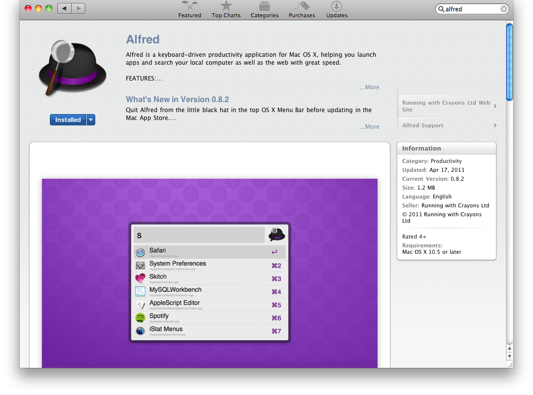 Mac App Store: 키보드 런처 Alfred - Seorenn SIGSEGV