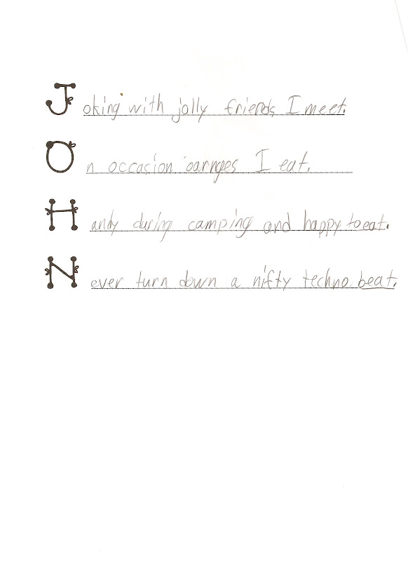 Mrs. Huff's Stuff: Authors and Artists Writing Club!: Name poetry