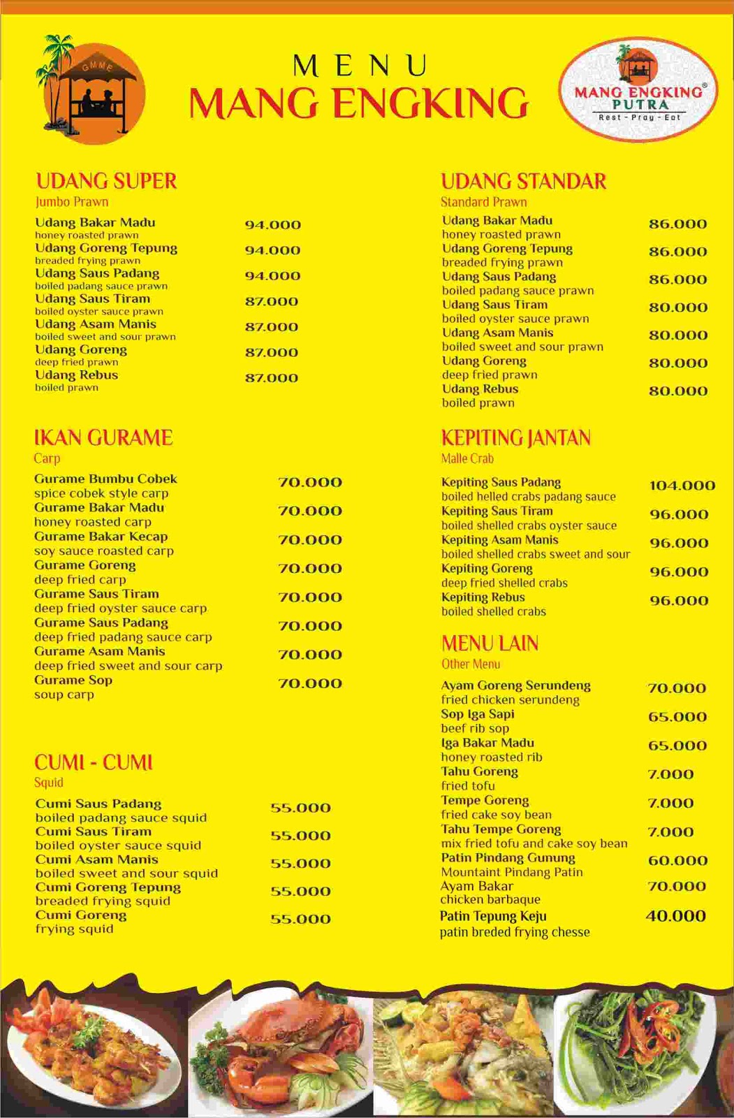 Daftar Harga Menu ~ Mang Engking Putra Gombong