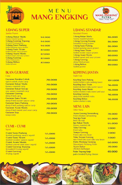 Daftar Harga Menu ~ Mang Engking Putra Gombong