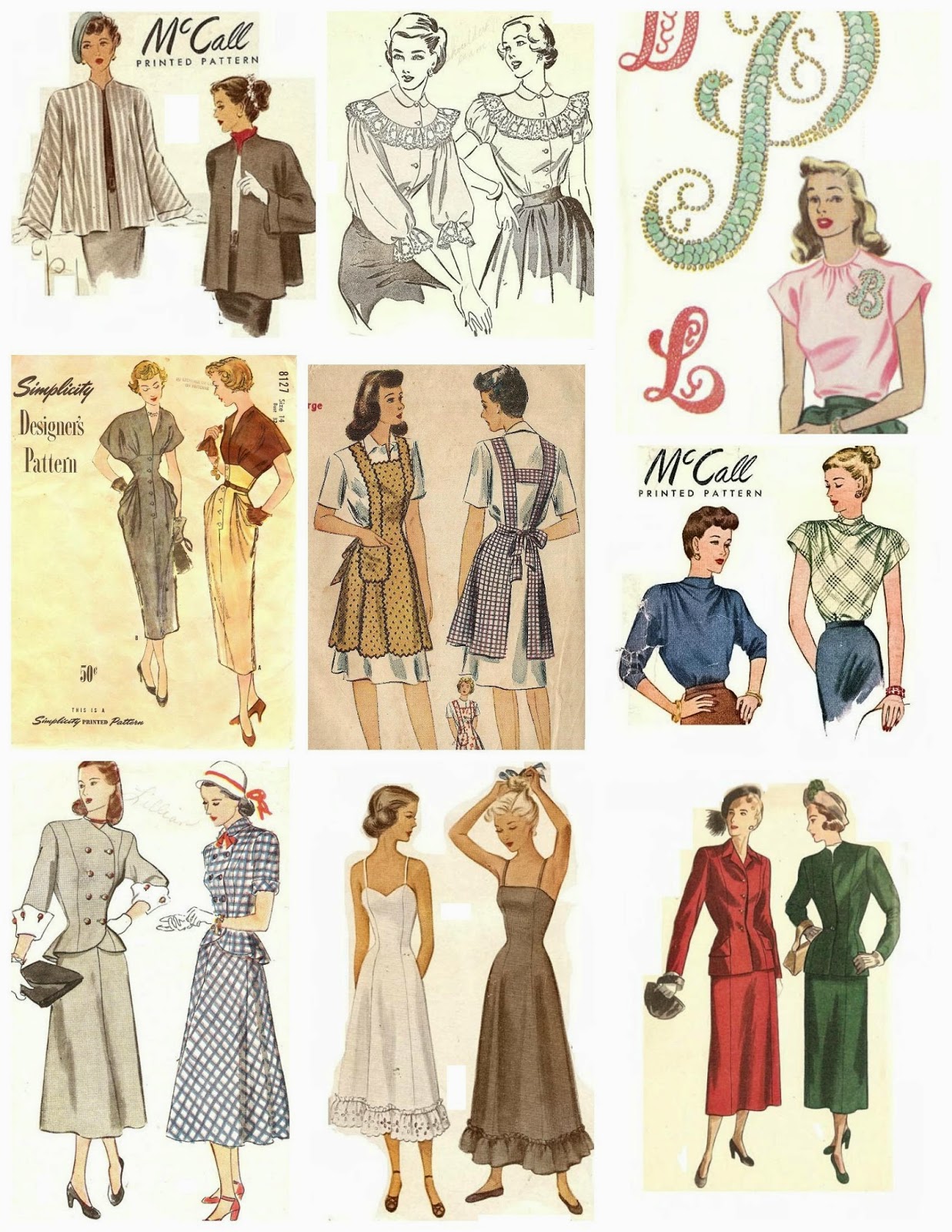 Sew Very Vintage Patterns: 1940s Sewing Pattern Collage