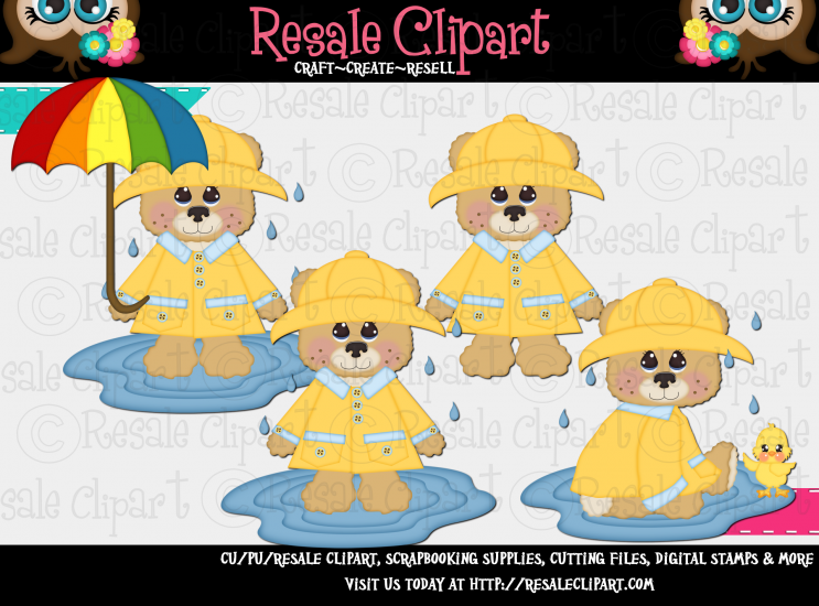 Resale Clipart: New Rainy Day Bears Clipart Graphics