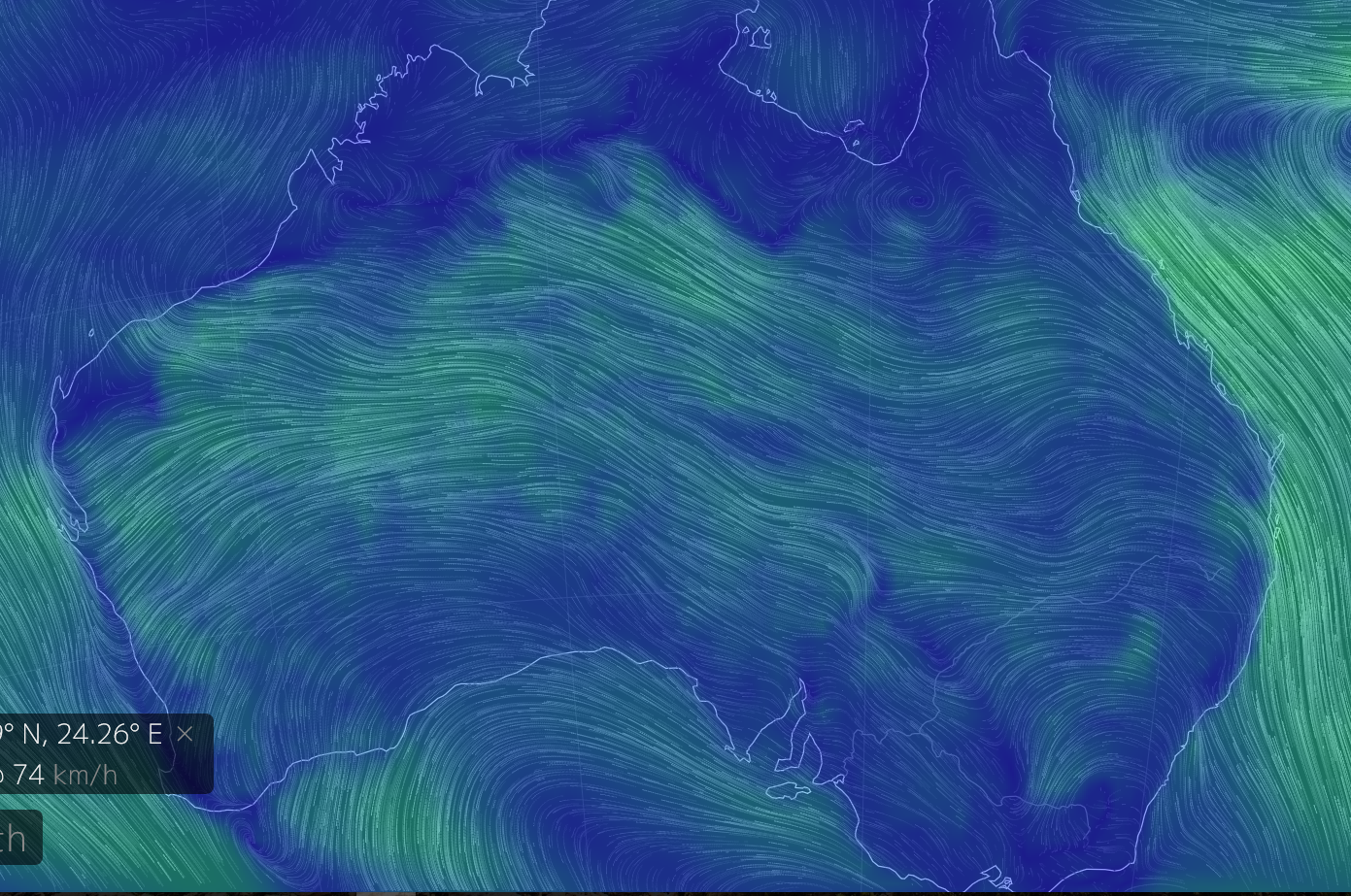 The fascinating universe: Australia current temps vs winds