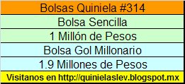 Quinielas.lev: Quiniela Ganagol 314 de México.