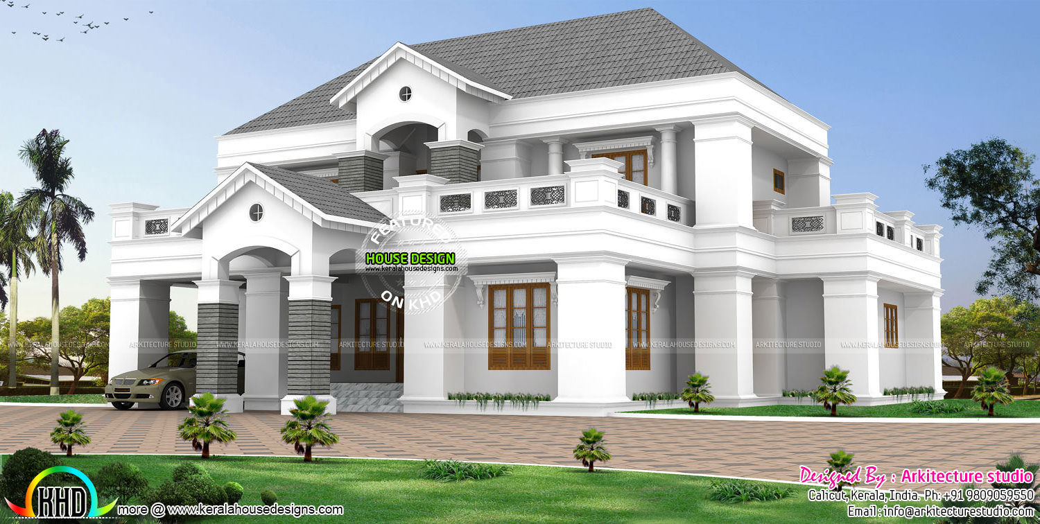 Colonial type 4750 sq-ft home - Kerala Home Design and Floor Plans - 9K ...