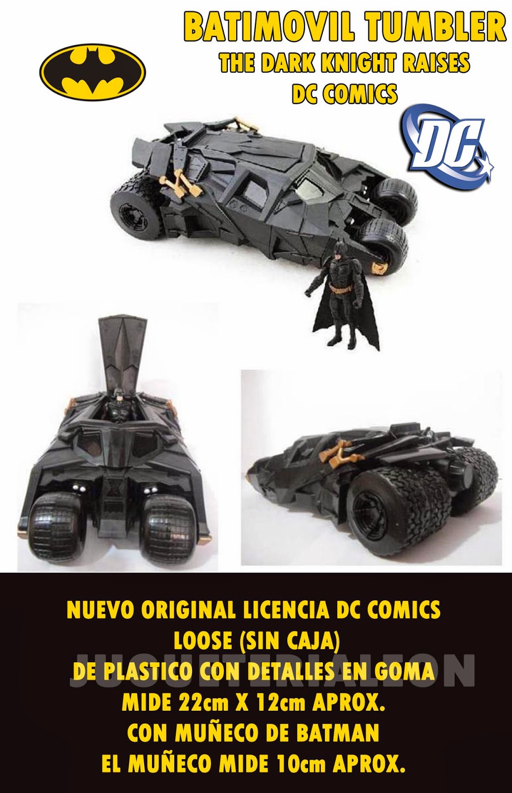 Juguetería León: Batimovil Mattel Dc 22cm Mas Muñeco De Batman 10 cm ...