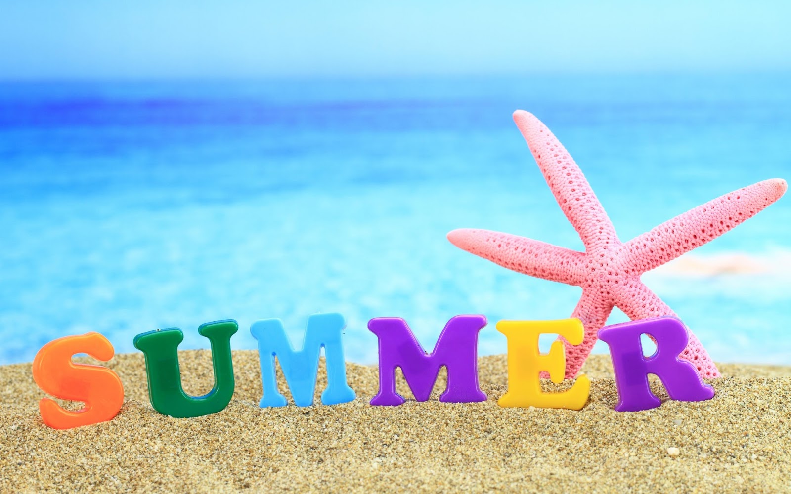 2560x1600 Pozadine za desktop: Morska zvijezda u pijesku uz poruku Summer