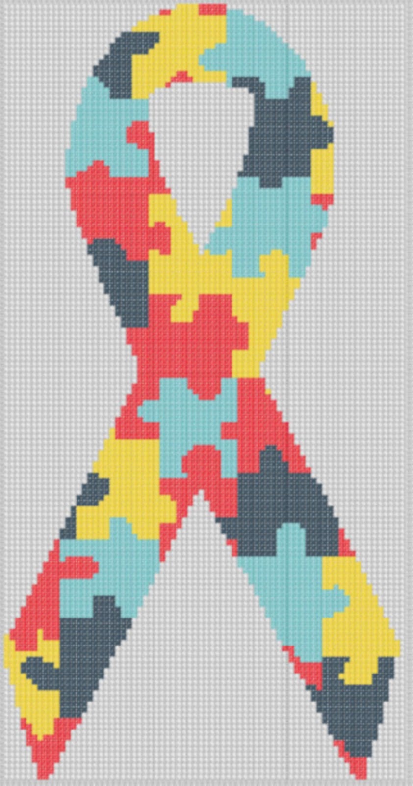 Mother Bee Designs: FREE Autism Puzzle Awareness Ribbon Cross Stitch ...