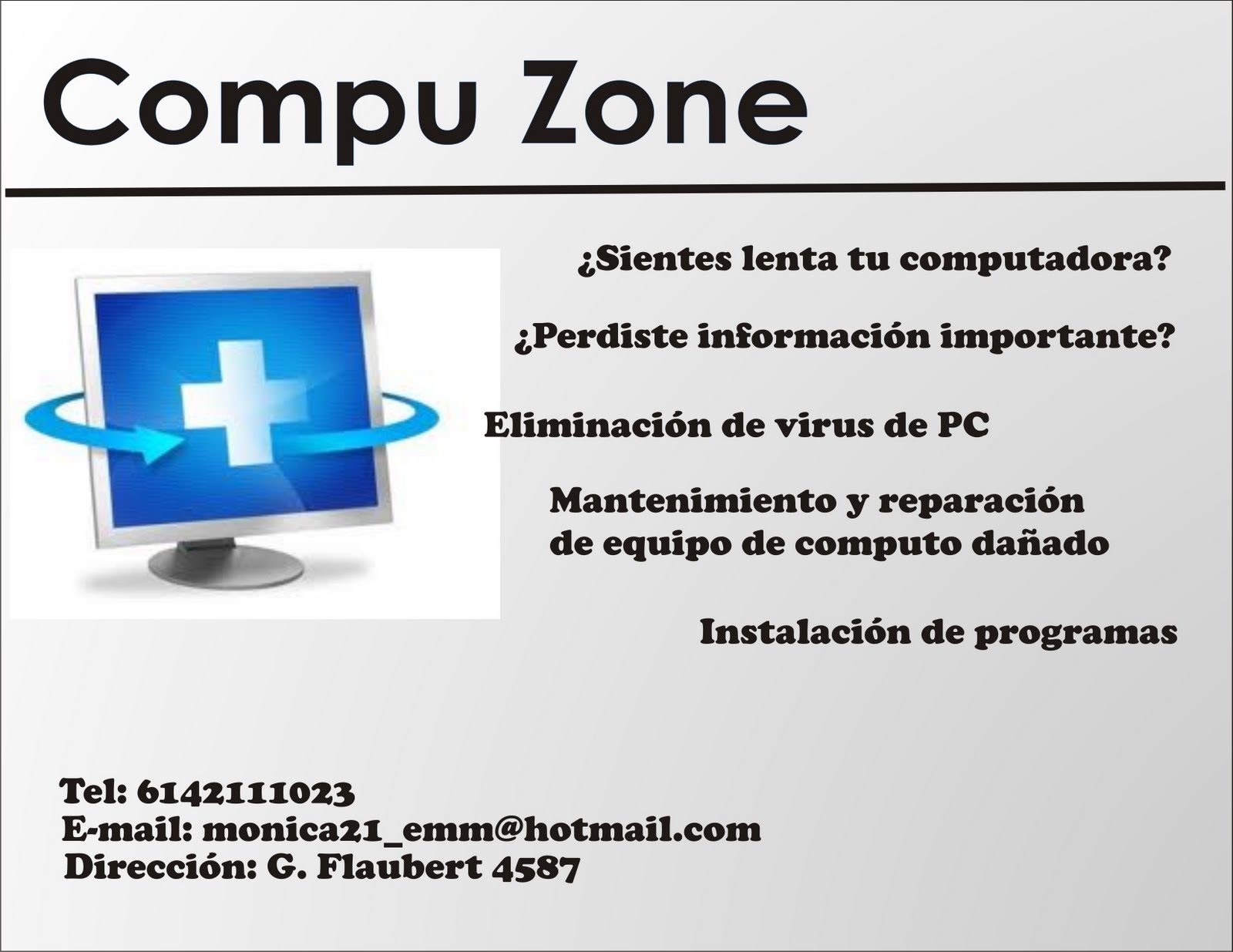 Zona de Computadoras: Anuncio Publicitario