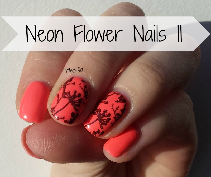 Neon Flower Nails II- Stemplowanie- Semilac 001 Strong White, Golden ...