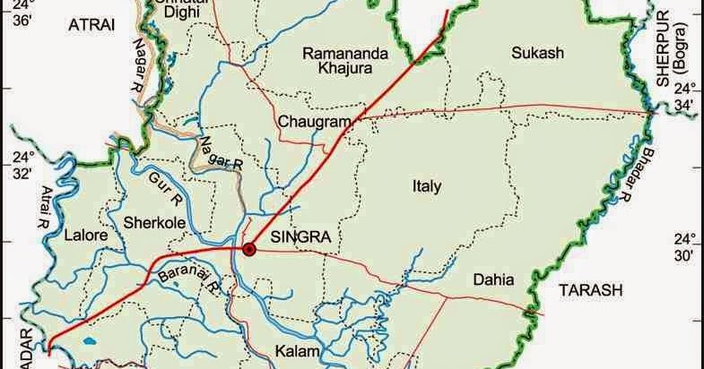 Singra Upazila Map, Natore District, Bangladesh