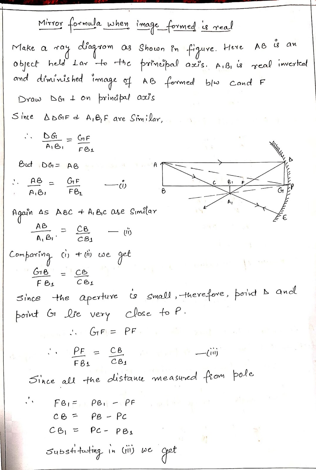 Ray Optics Handwritten Notes for 12th class physics
