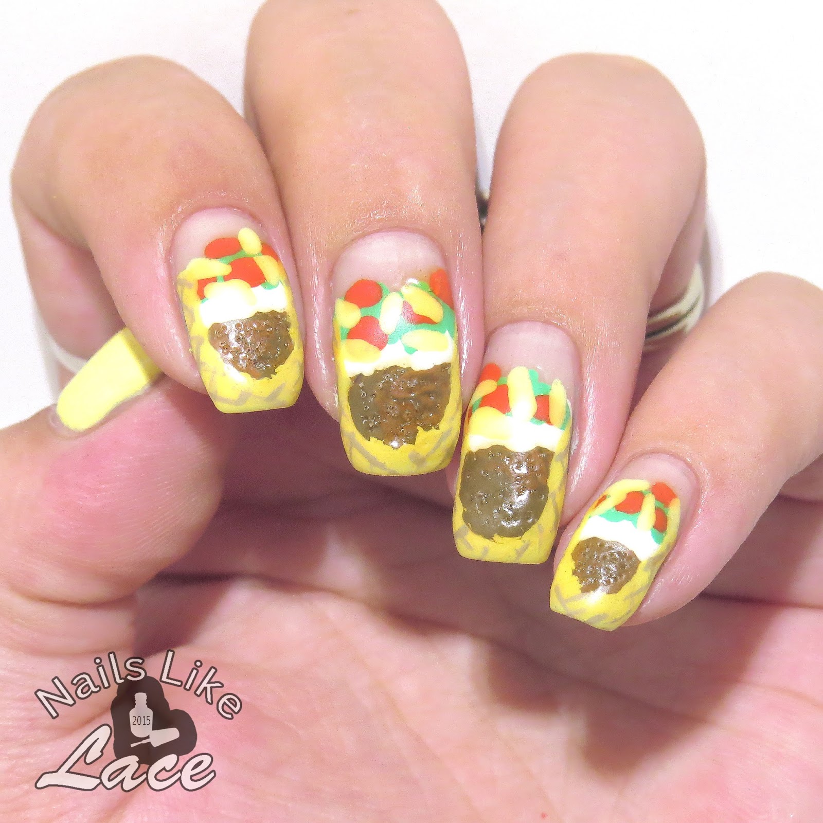 NailsLikeLace: The Digit-al Dozen does Recreations: Taco Nails - Day 1