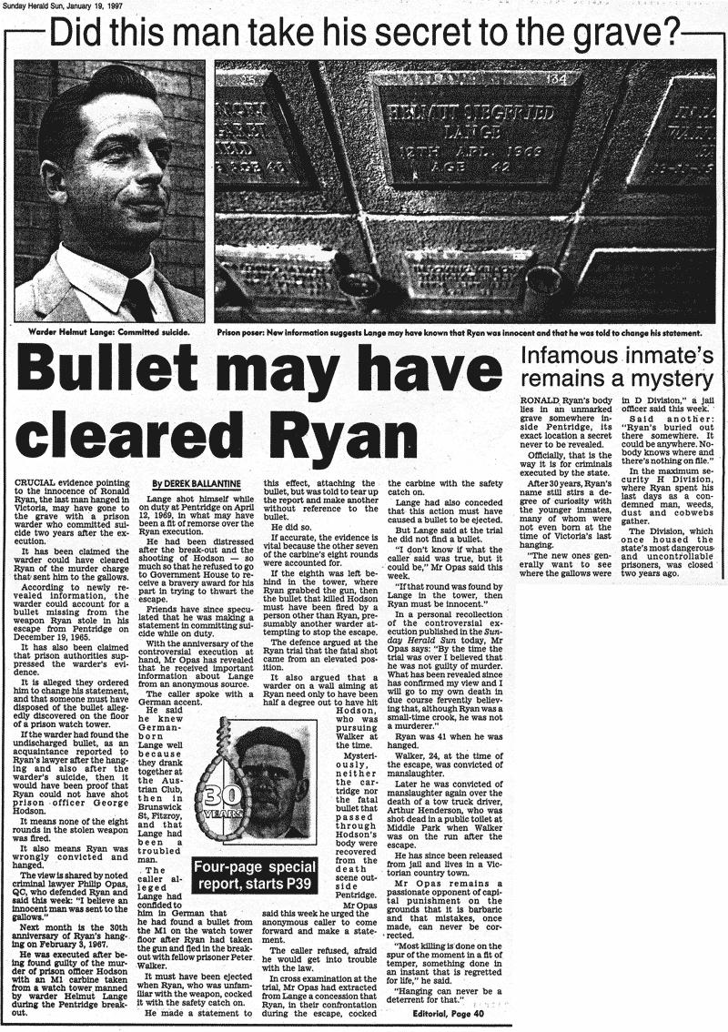 SAMURAI POLICE 1109: RONALD RYAN THE LAST MAN HANGED IN AUSTRALIA ...