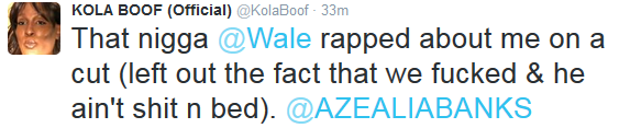 Kola Boof drags rapper Wale on Twitter, says she slept with him & he ...
