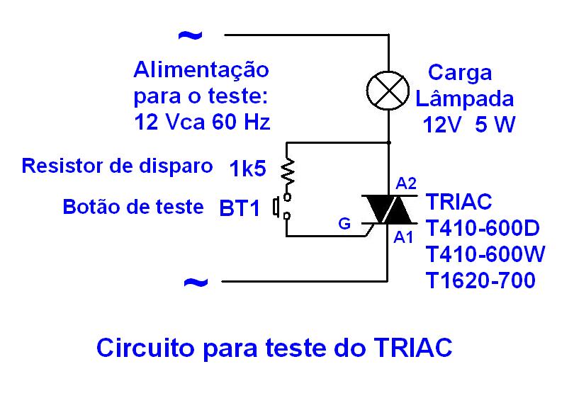Eletrônica & Microcontroladores: Teste de Tiristores TRIAC e SCR