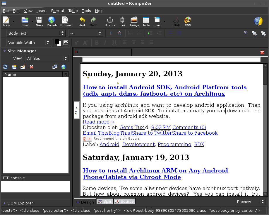 How to install Kompozer a WYSIWYG Html editor on Archlinux