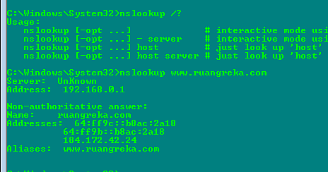 Dimensi TutupBotol: nslookup cmd windows
