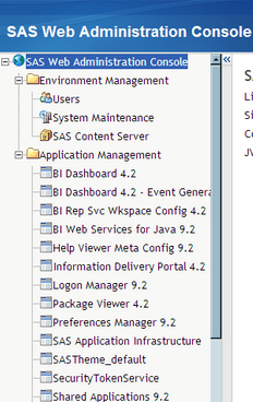 Applications used by SAS Admin