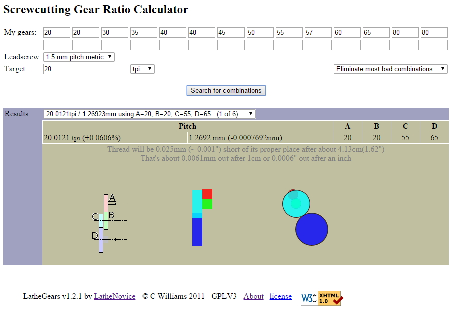 My Lathe: Threading Gears - Calculator