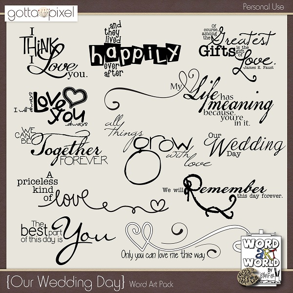 Word Art World: New Word Art Pack: "Our Wedding Day"
