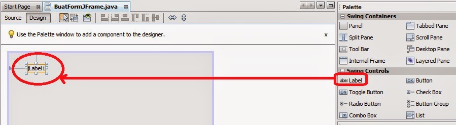 Cara Membuat Tulisan Dengan Label Pada Form Dalam Netbeans Ide Untuk Java Katabah Komarudin Tasdik