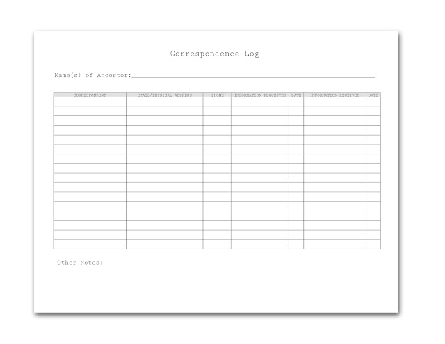 All Bound Together: Correspondence Log for Genealogy