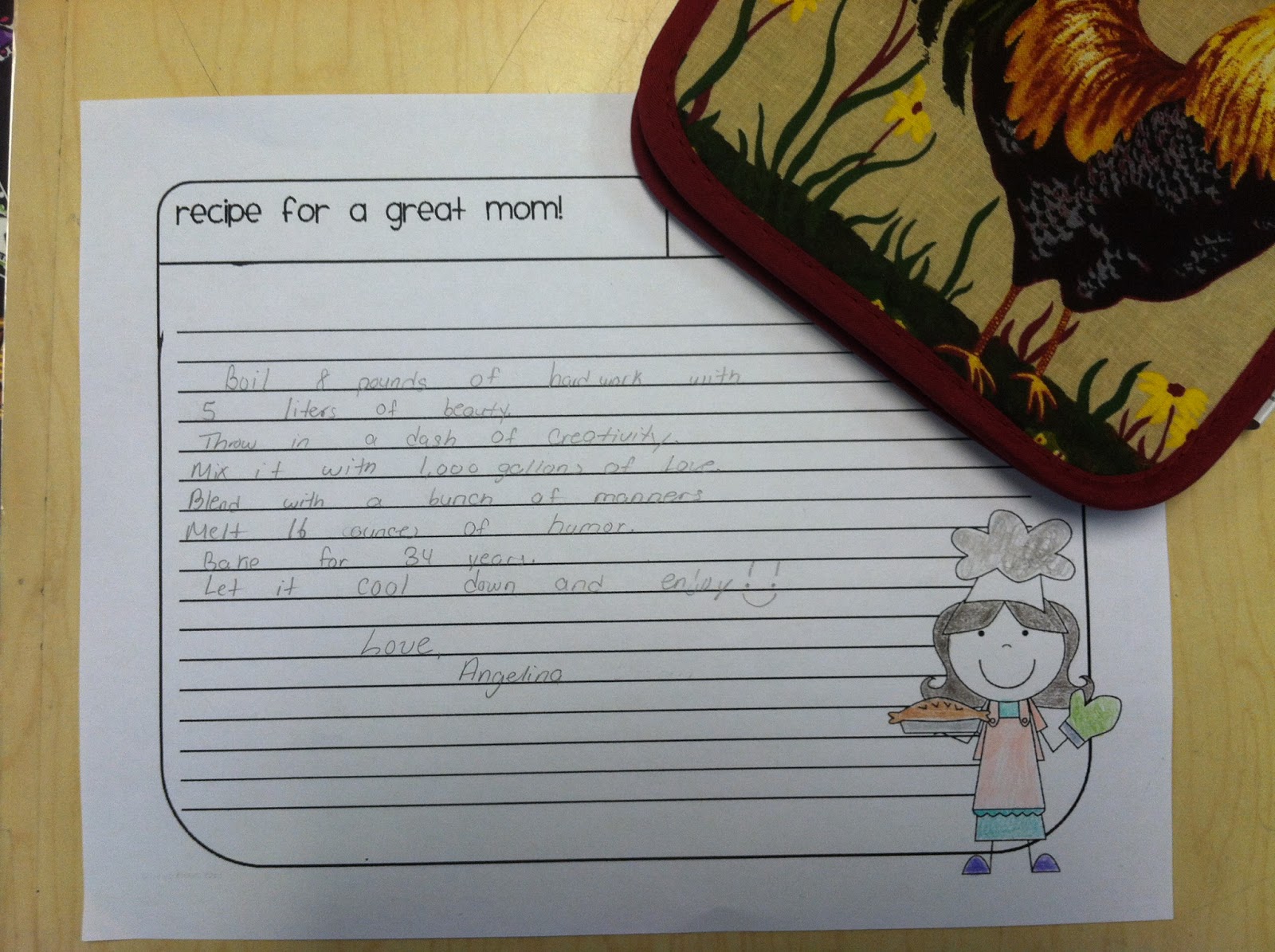 MissKinBK: A Fifth Grade Blog: Writing Recipe Poems for Mother's Day