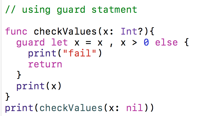 Code in Swift: Guard Statement In Swift3
