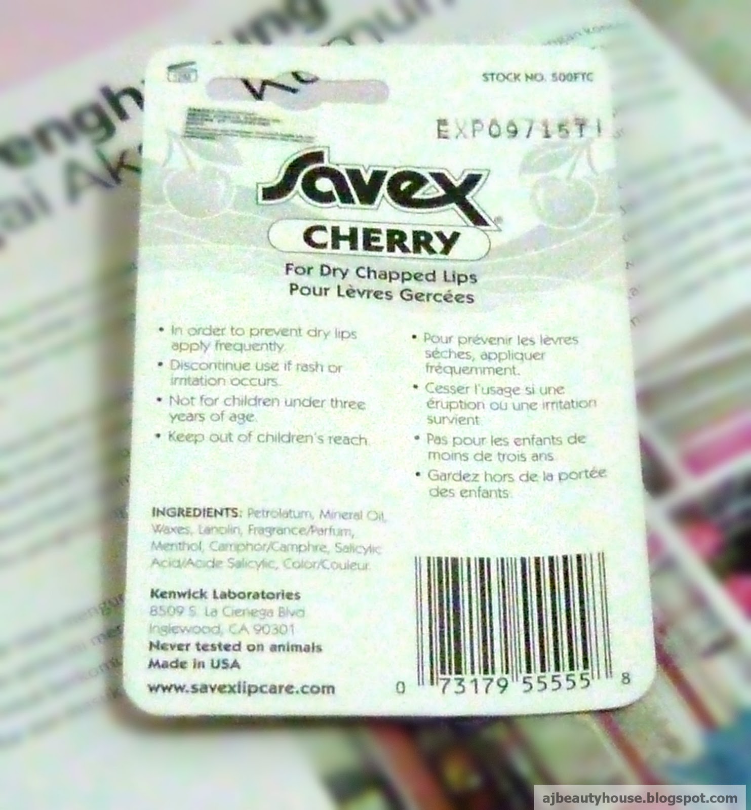 AJ Beauty House: Savex Cherry Lip Balm