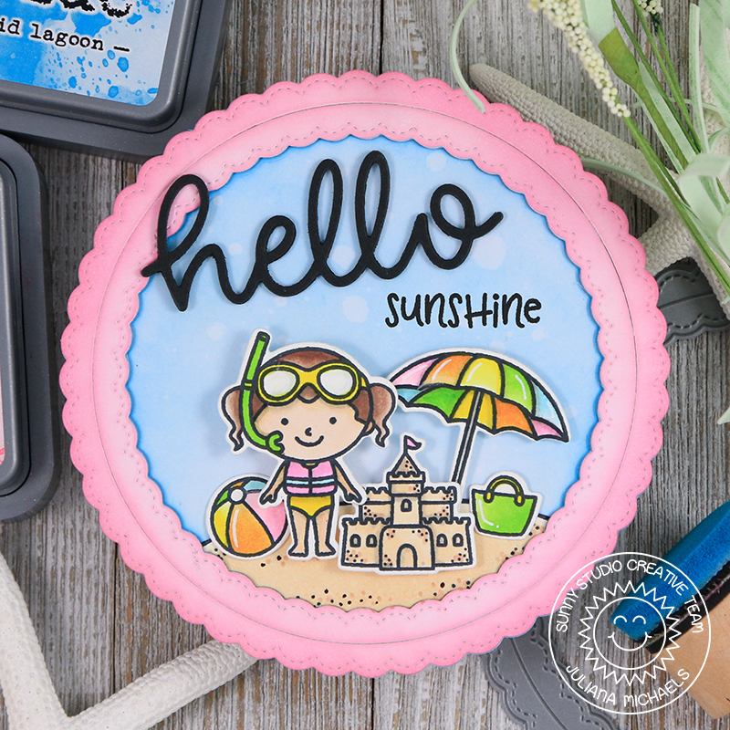 Sunny Studio: Beach Babies Hello Sunshine Circle Card with Juliana