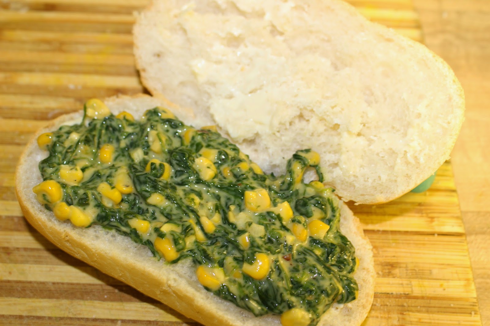 Dinner Boutique: Cheese Corn Spinach Panini / Grill Sandwich