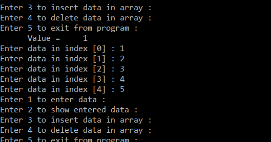 C++ program of creation, insertion and deletion in array ~ Program Nerd