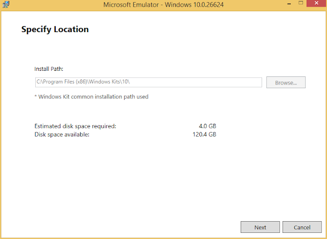 Press 'Next' button and it will again ask you about 'Windows Kits ...