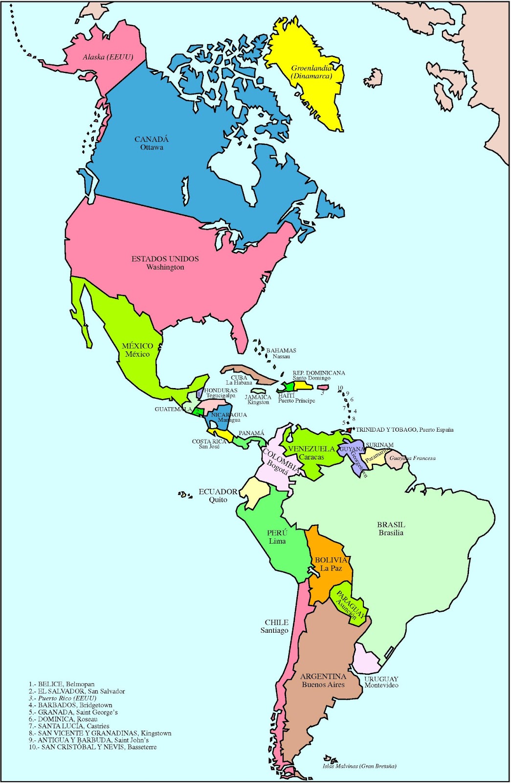 Mapa Geografico Da America - FDPLEARN