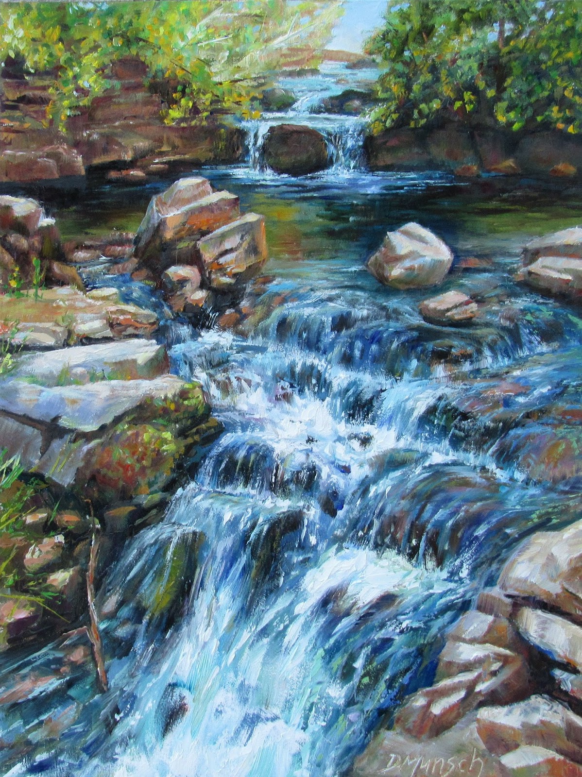 Donna Munsch Fine Art: Original Oil Painting: Rushing Water Drop