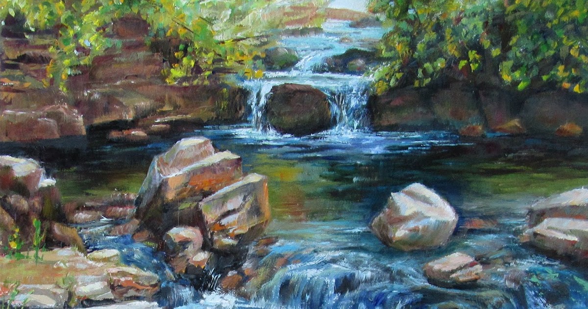 Donna Munsch Fine Art: Original Oil Painting: Rushing Water Drop